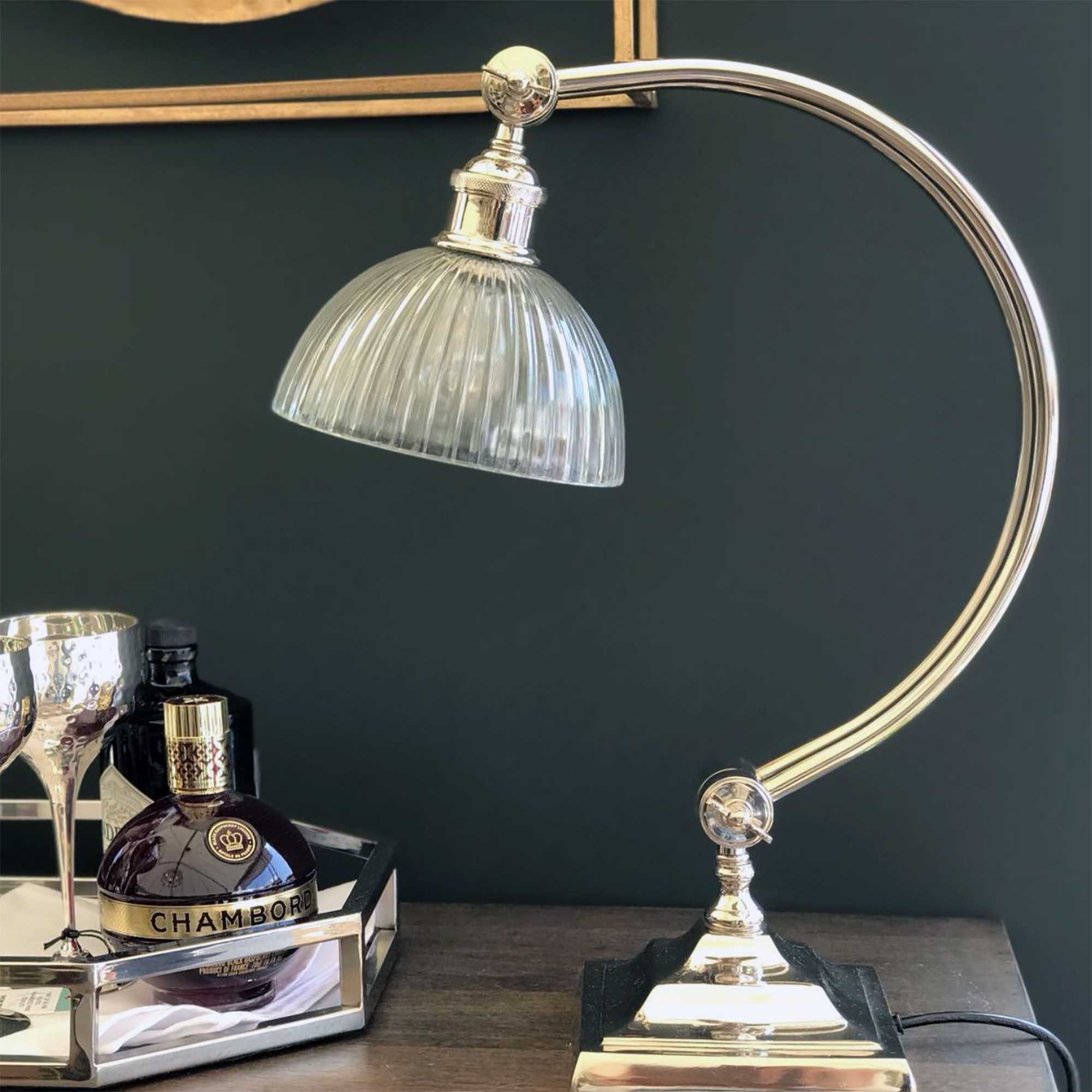 Medium Curve Study Lamp with Ribbed Glass Shade - Dansk