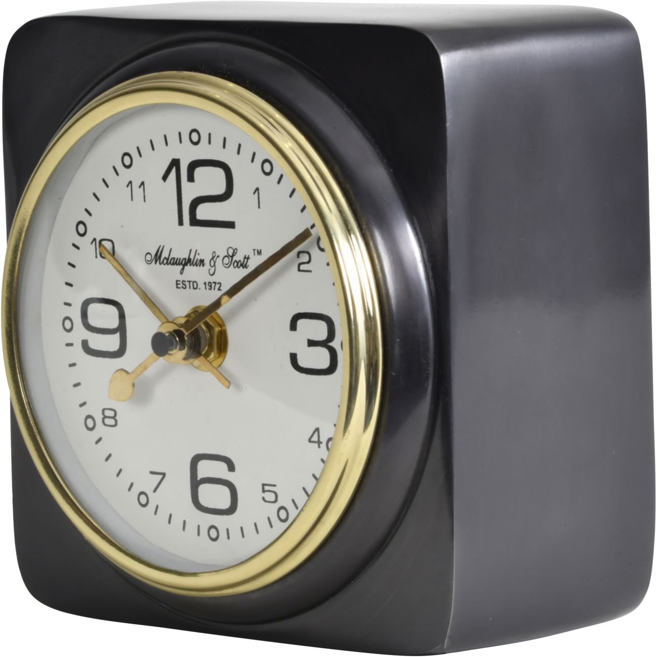 Timex Solid Aluminium Black Square Carriage Mantel Clock - Dansk