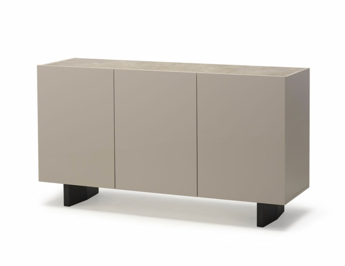 Kalu Three Door Ceramic-Top Sideboard in Light Grey Lacquer - Dansk