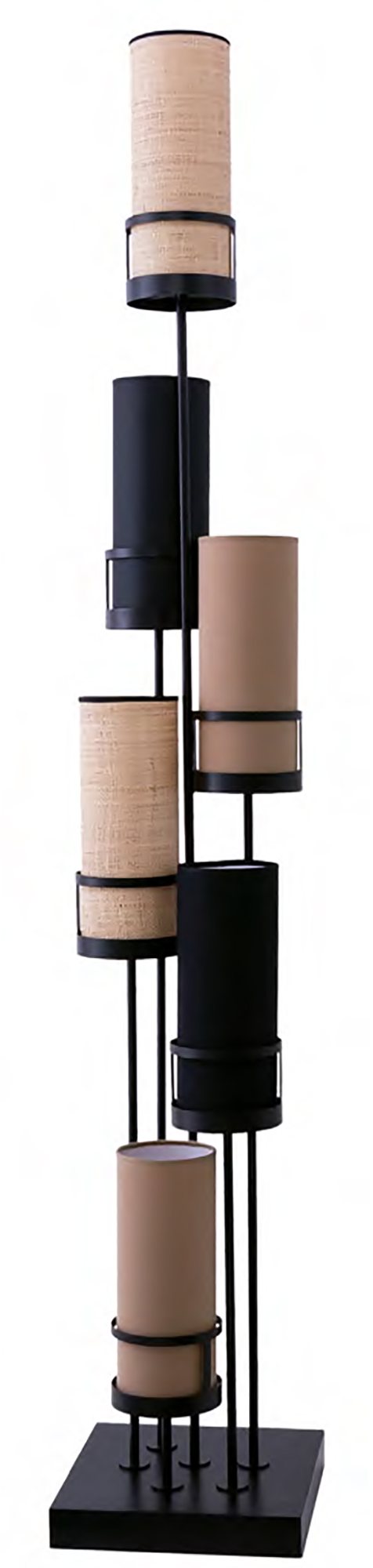 Sixt Floor Lamp with Rafia Mix Shades - Dansk