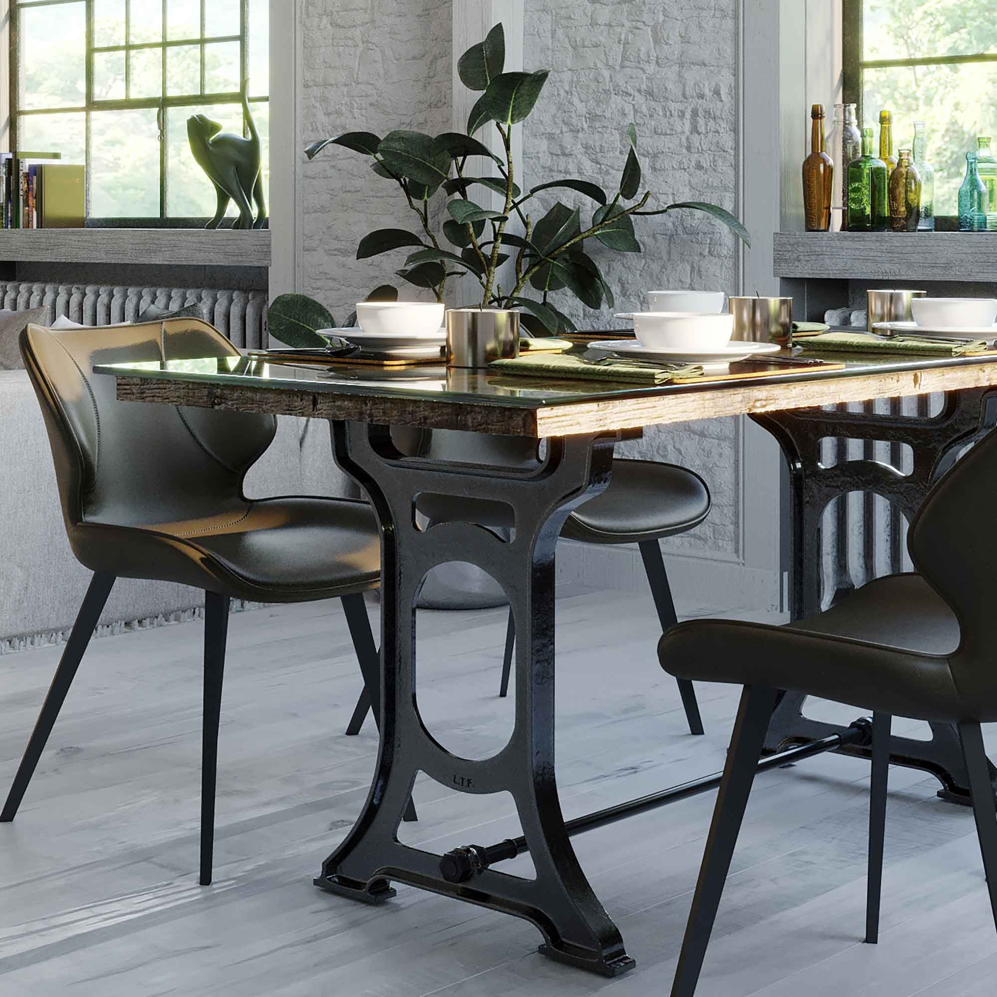 Ashburnham Sleeper Dining Table with Glass Top - Dansk