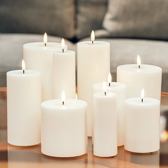 Deluxe Homeart LED Candles Dansk White Real Flame™ LED Candle - 10 cm Ø ...